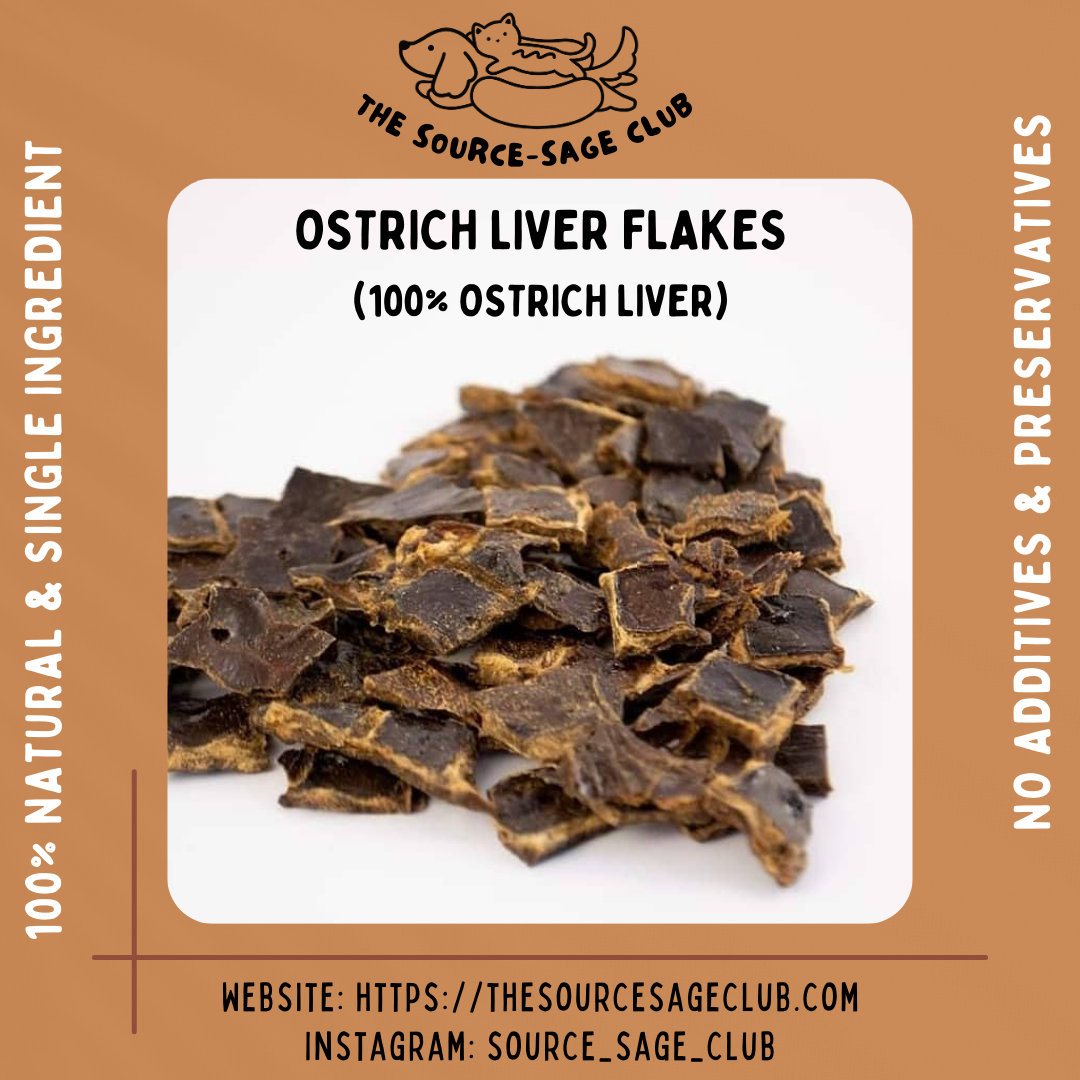 Ostrich Liver Flakes 80g (super low fat, dog treats) – The Source-sage Club