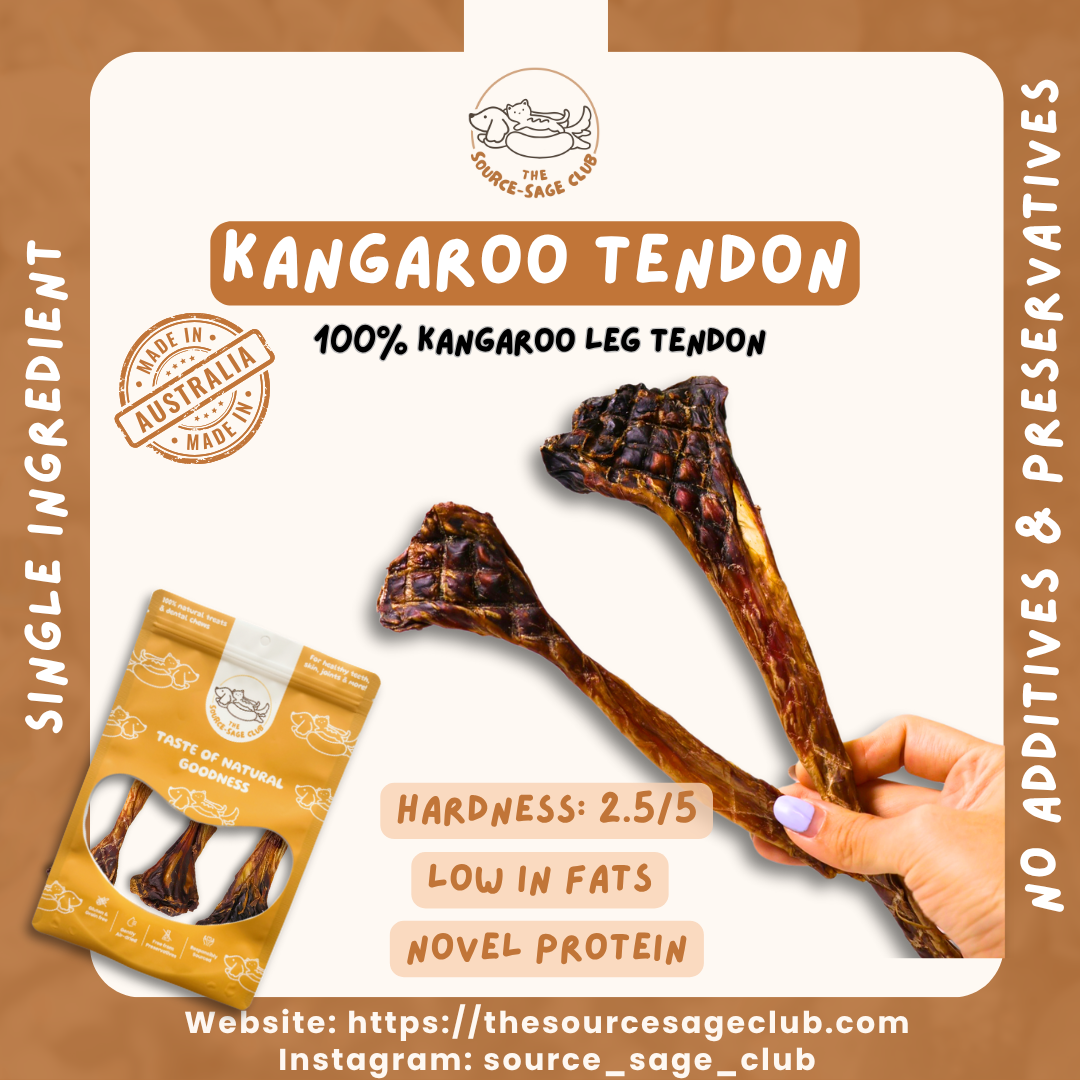 [1KG PACK - 15% OFF] Air Dried Australian Kangaroo Tendon Pop (dog tre ...